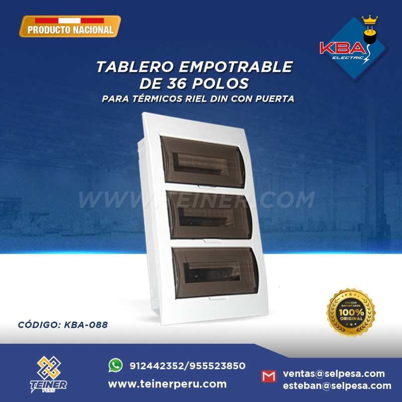 KBA - TABLERO EMPOTRABLE DE 36 POLOS PARA TÉRMICOS RIEL DIN CON PUERTA ...
