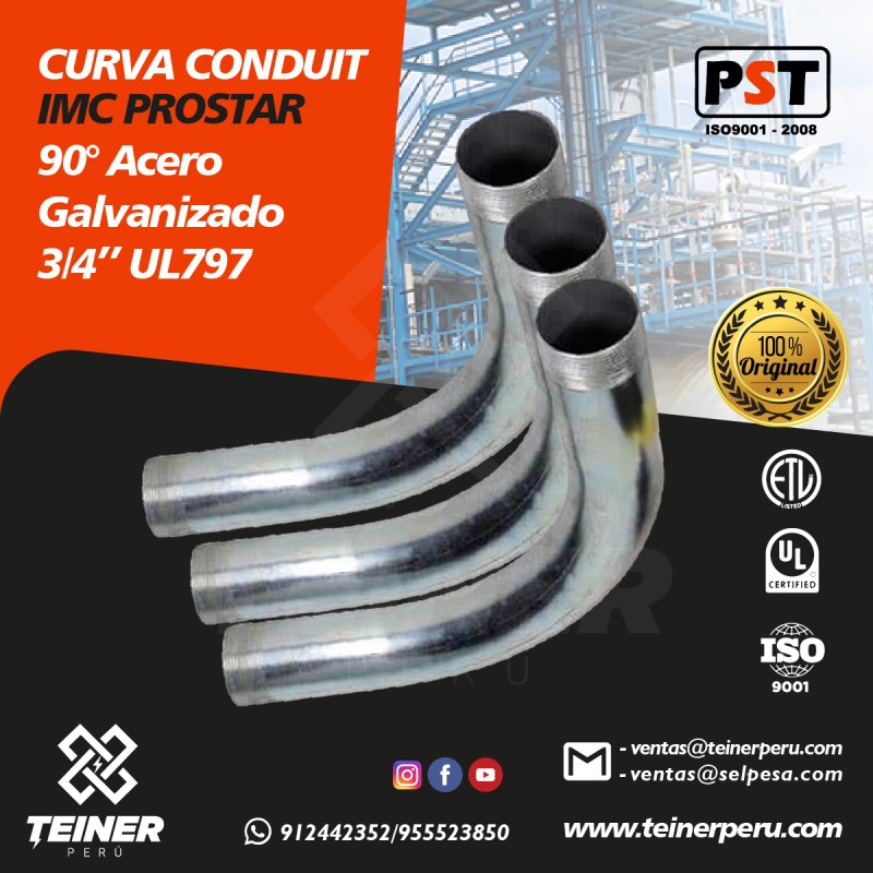 PROSTAR - CURVA IMC CONDUIT 90° ACERO GALVAN.. 3/4´´ UL - TEINER